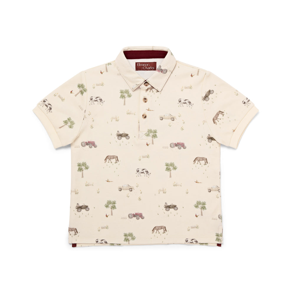 On The Farm Print Polo Shirt – Eleanor Charles